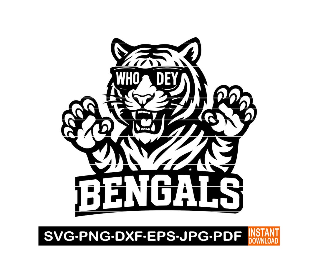 Bengals #2 Sport Team Logo SVG, PNG, DXF, Football Design Cameo, Wild ...