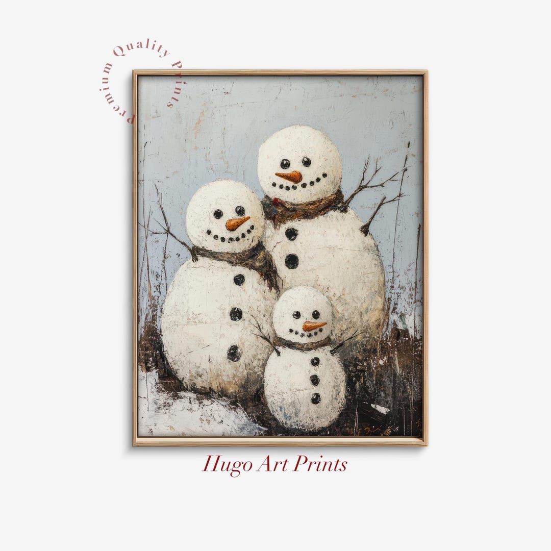 Snowman Family Print - Winter Wall Art, Cozy Holiday Decor Christmas ...