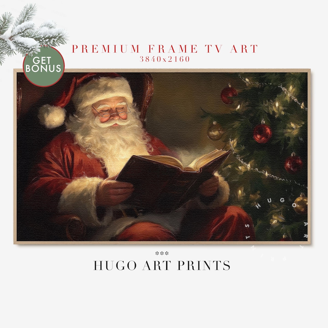 Santa Claus Frame TV Art, Santa Claus Art for TV, Farmhouse Christmas ...
