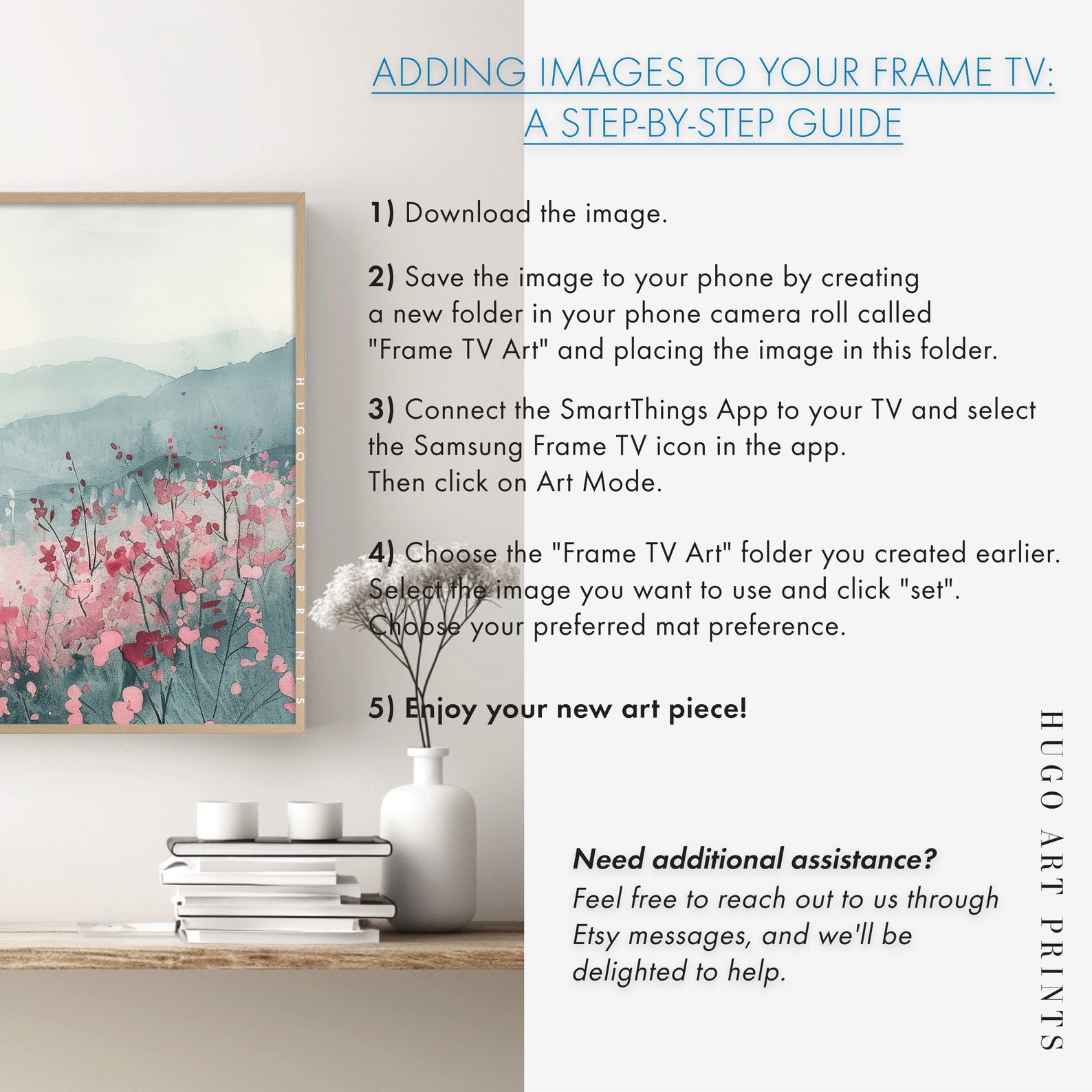 Samsung Frame TV Art, Country Flowers Art, Spring Pink Flowers Field ...