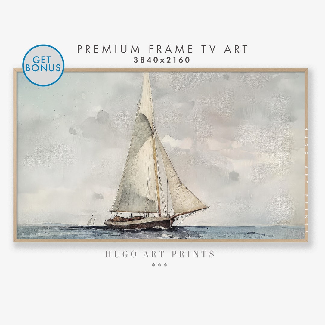 Samsung Frame TV Art, Sailboat Frame Tv Art, Seascape Art, Vintage ...
