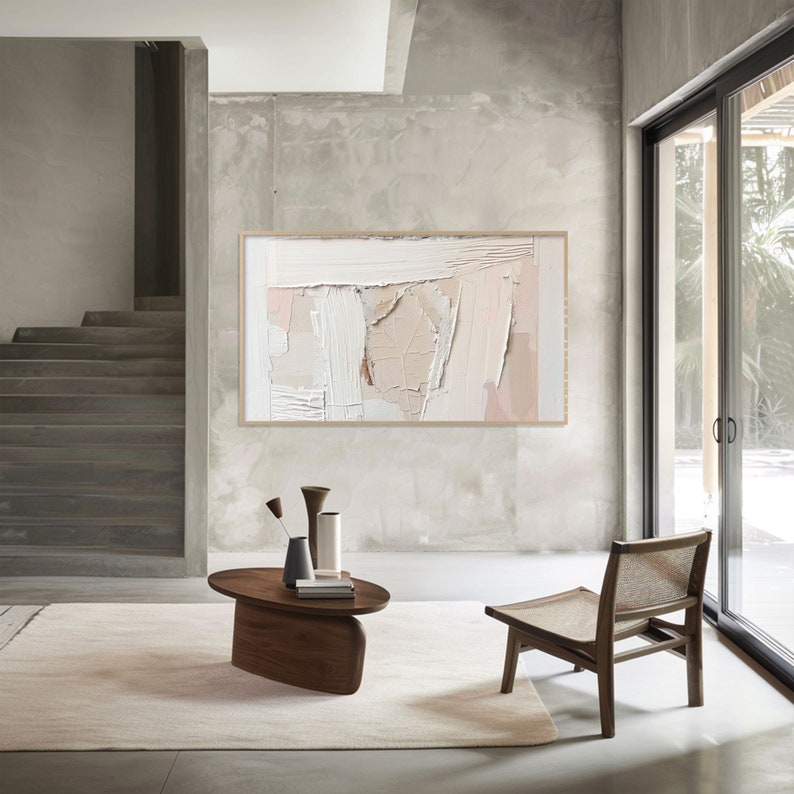 Samsung Frame TV Art Textured Pastel Abstraction Mid Century Home Decor ...