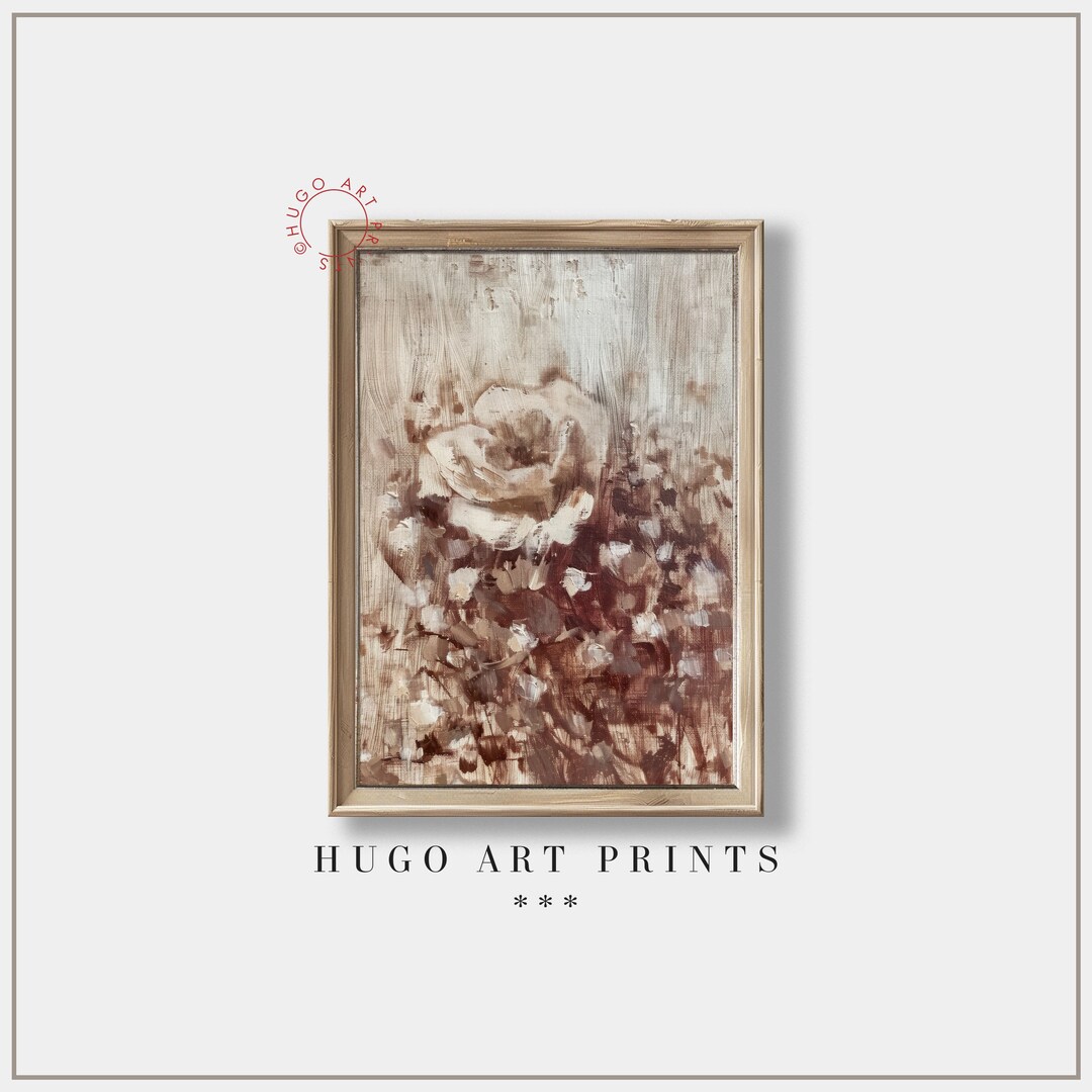 Earthy Abstract Painting Wall Art | Textural Beige Art Floral Rustic ...
