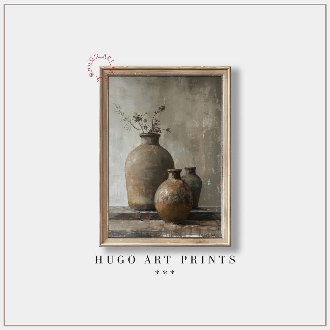 Rustic Vases Painting | Antique Rustic Kitchen Wall Art | Tuscan Style ...