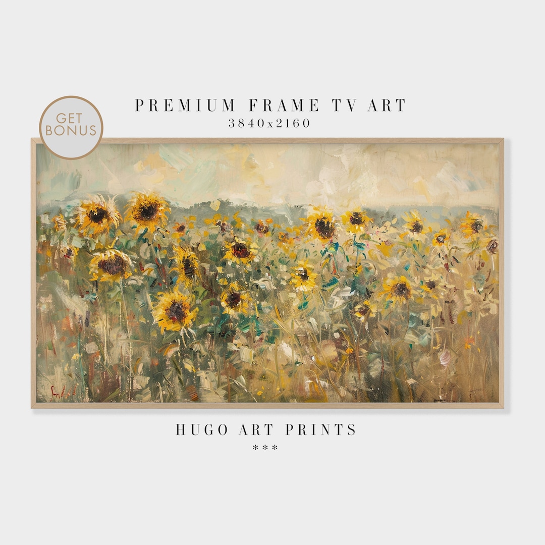 Samsung Frame TV Art, Sunflowers Field, Boho Decor, Rustic House ...