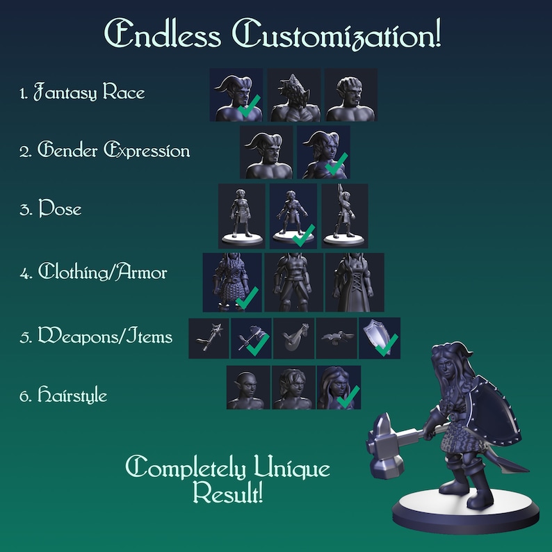 Customizable Character Miniature for D&D Wargames or Other Tabletop ...