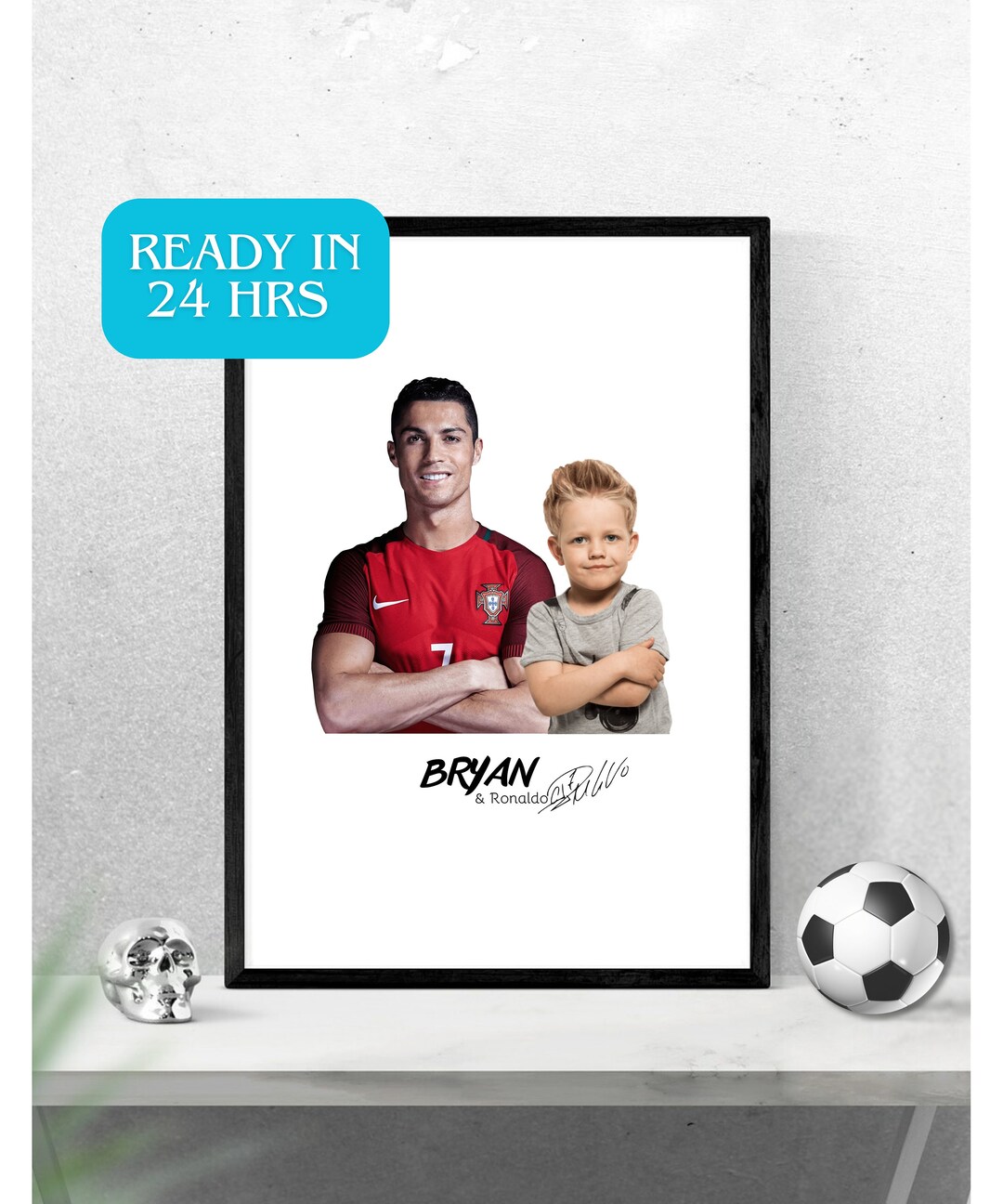 Personalized Cristiano Ronaldo Poster With Your Photo for Print in 13 X ...