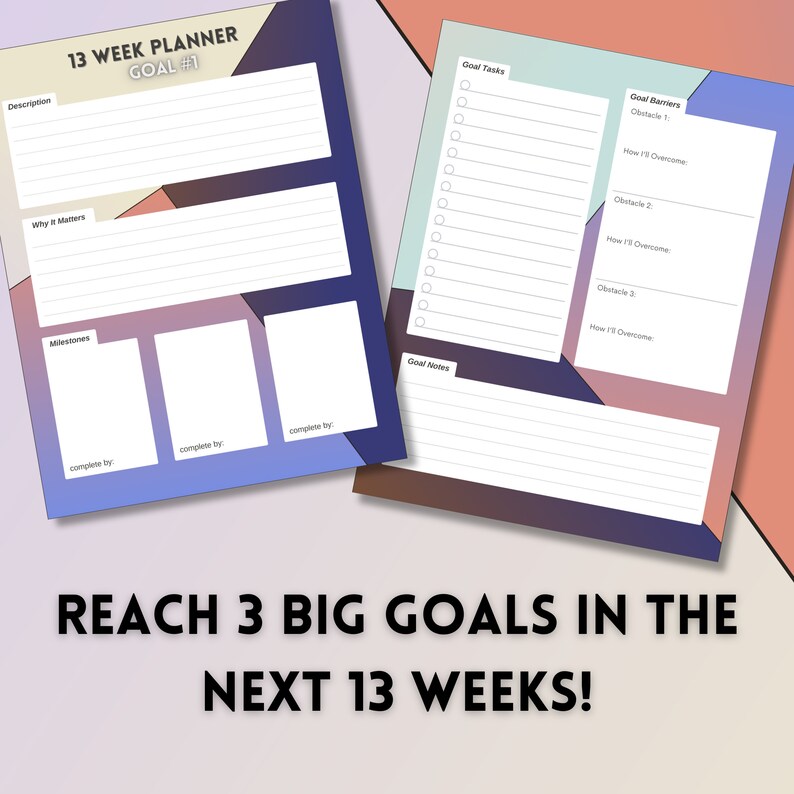 13 Week Goal Planner (prisms Edition) - Printable + PDF - 138 Pages - Etsy