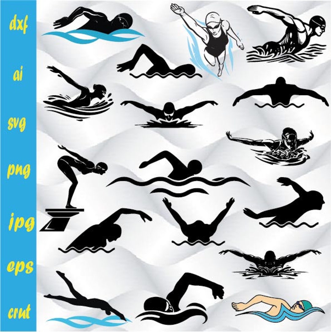 Swimmer Svg, Swimming Svg, Clipart, Cut Files for Silhouette, Vector ...
