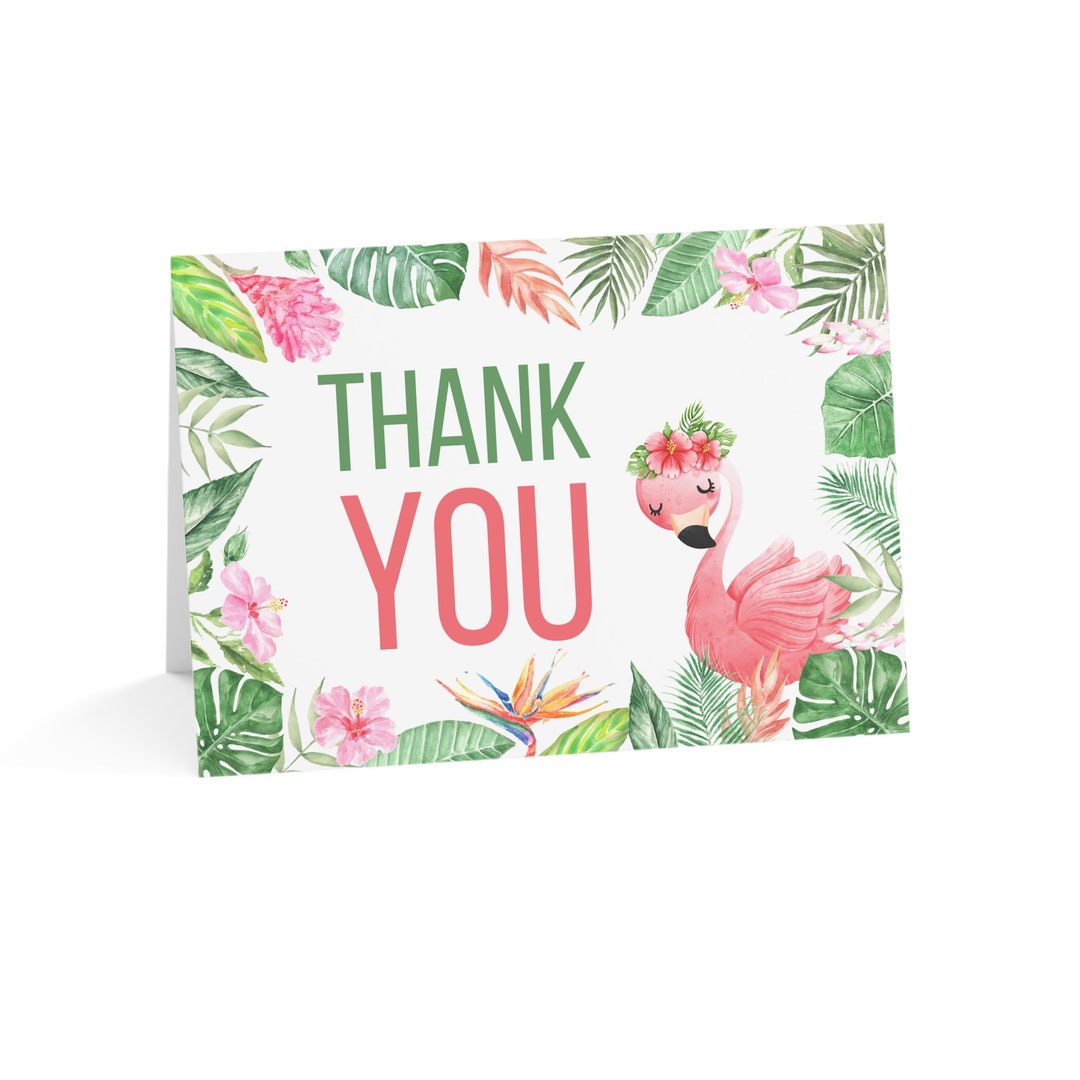 Floral Flamingo Thank You Cards (1, 10,pcs) - Etsy