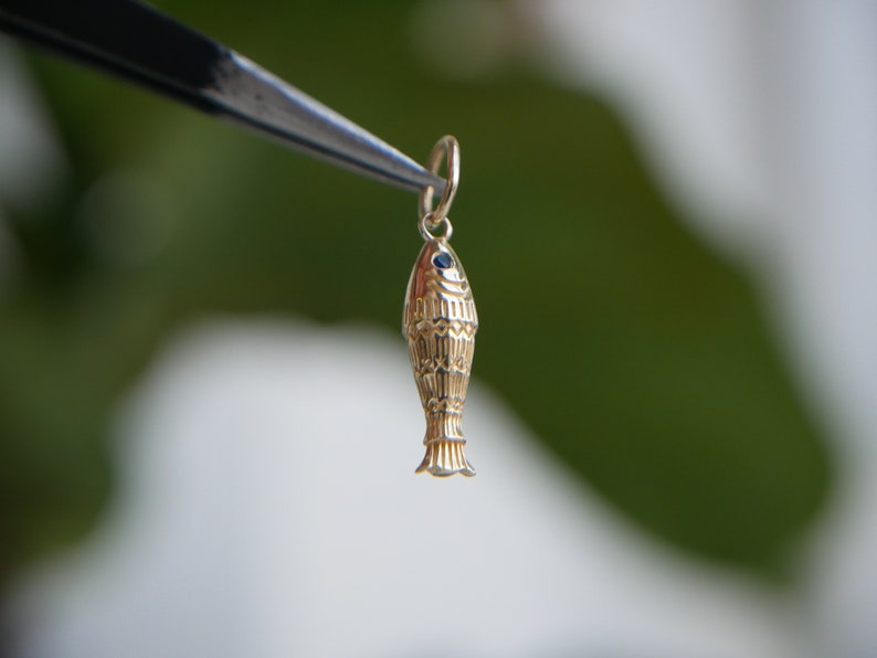 Solid 14k Fish Charm - Etsy