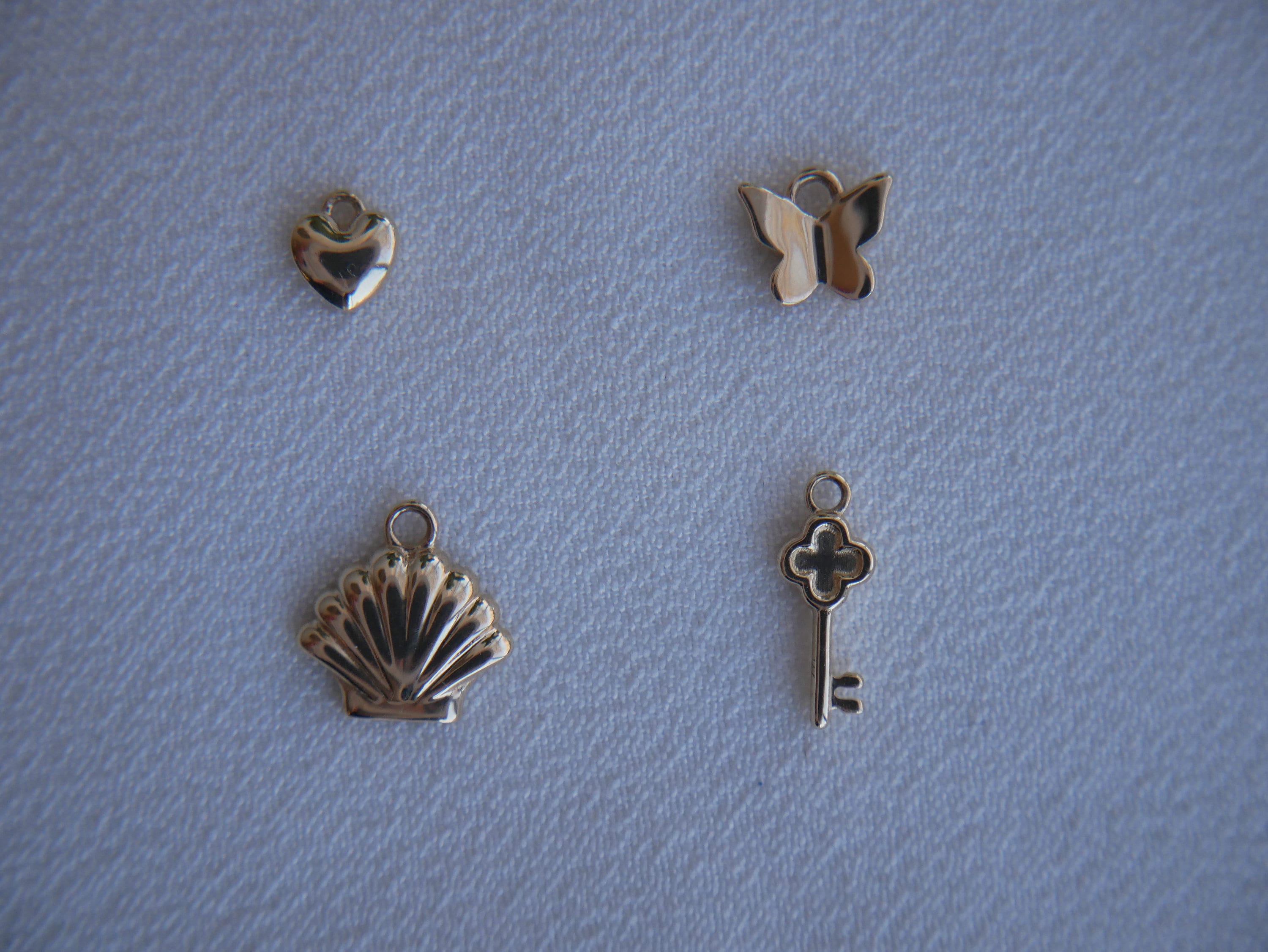 Solid 14k Gold Charms- Heart, Butterfly, Shell, Clover Key - Etsy
