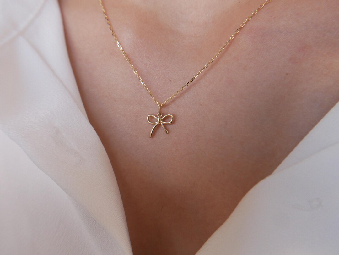 Solid 14k Gold Bow Charm - Etsy