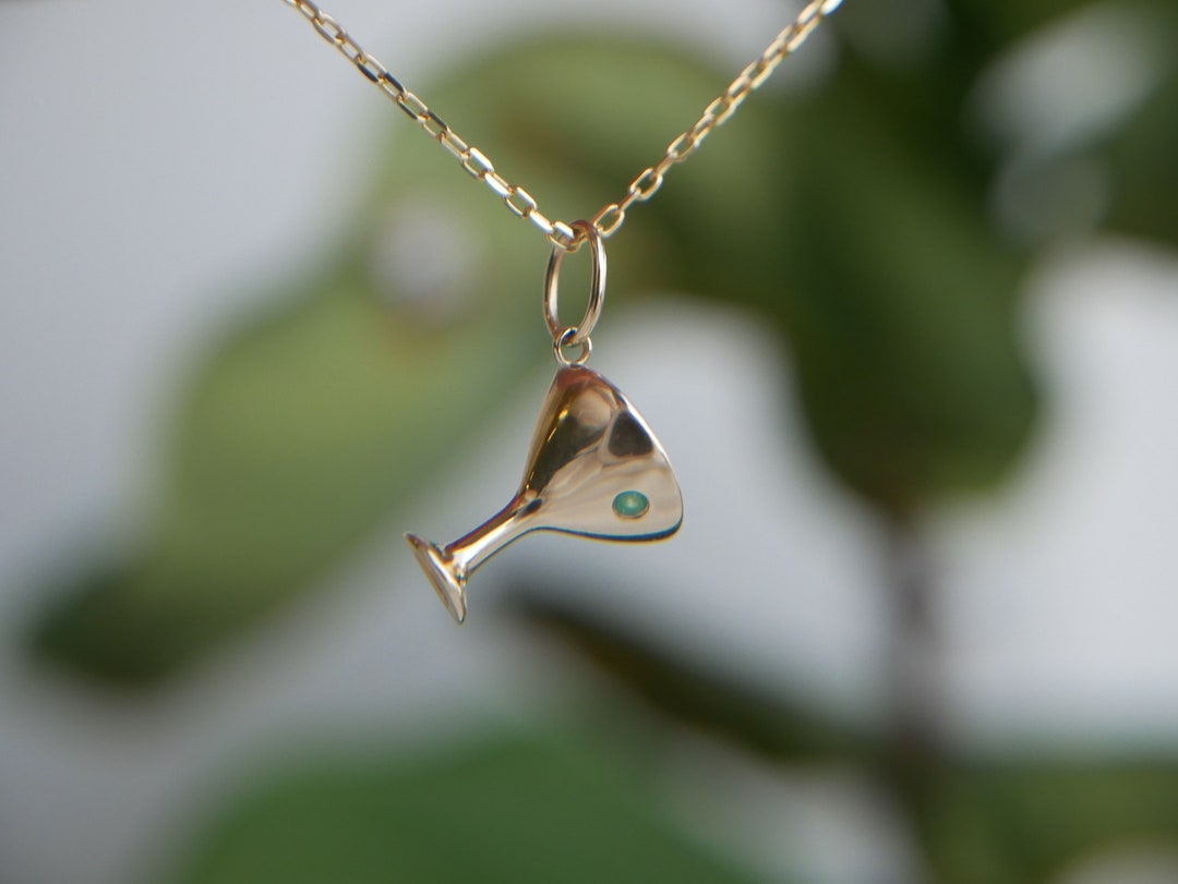 Solid 14k Gold Martini Charm - Etsy