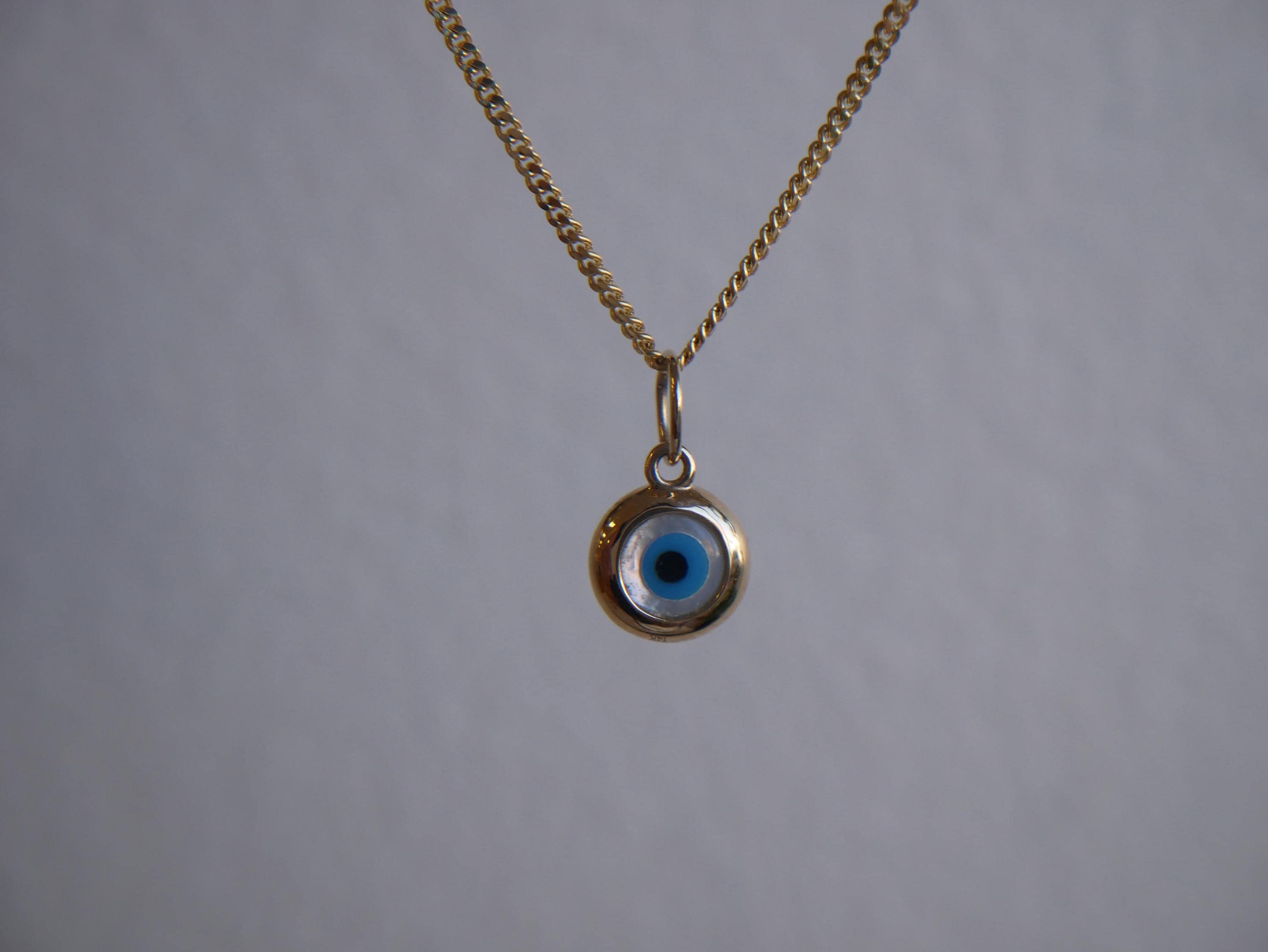 Solid 14k Gold Evil Eye Charm - Etsy