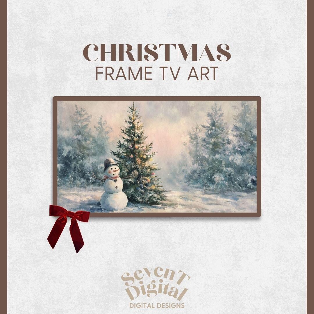 Vintage Snowman Christmas Tree Frame TV Art (digital Download) - Etsy