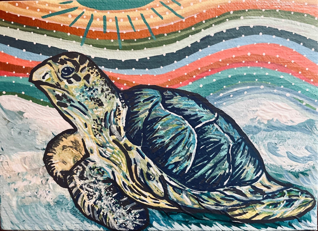 Sea Turtle Art, Cute Turtles, Turtle Lovers, Ocean Gift, Spirit Animal ...