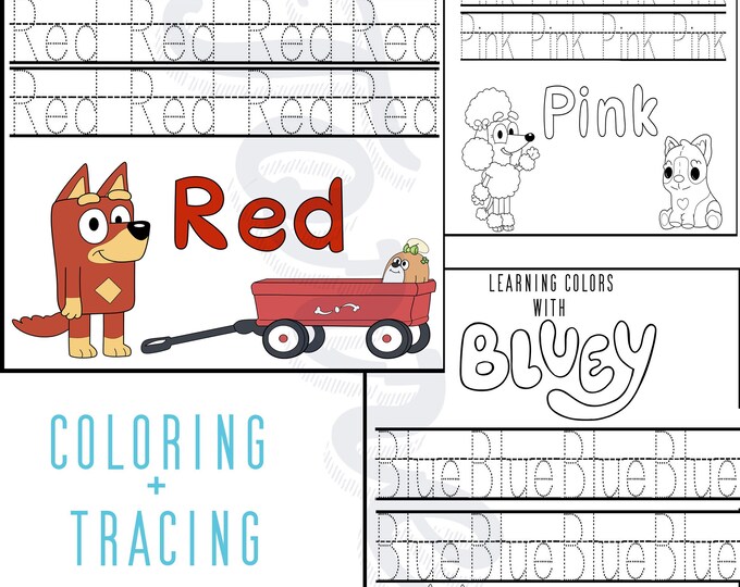 Bluey Children Learning Number & Coloring Worksheets - Etsy Australia