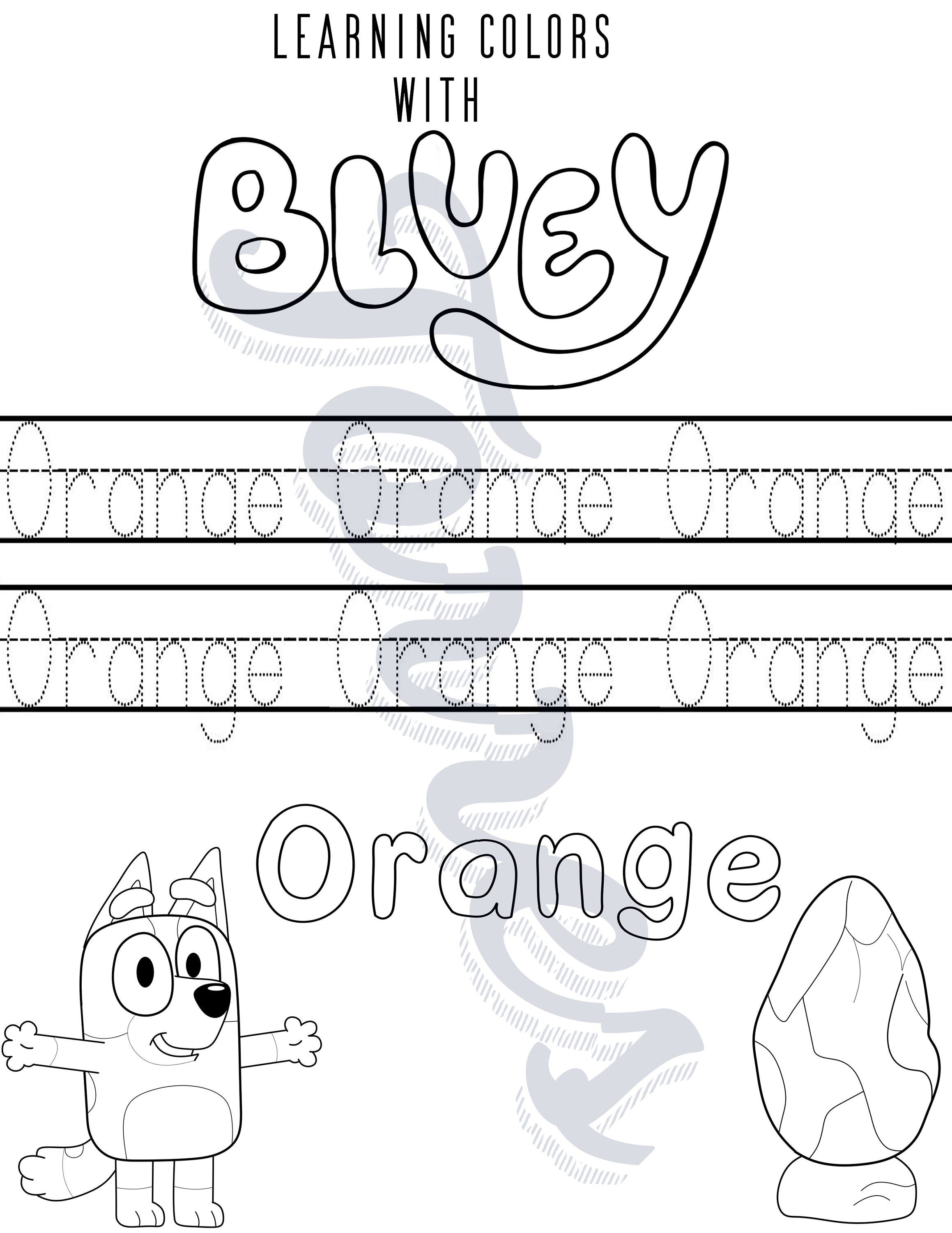 Bluey Children Color & Tracing Learning Worksheets - Etsy