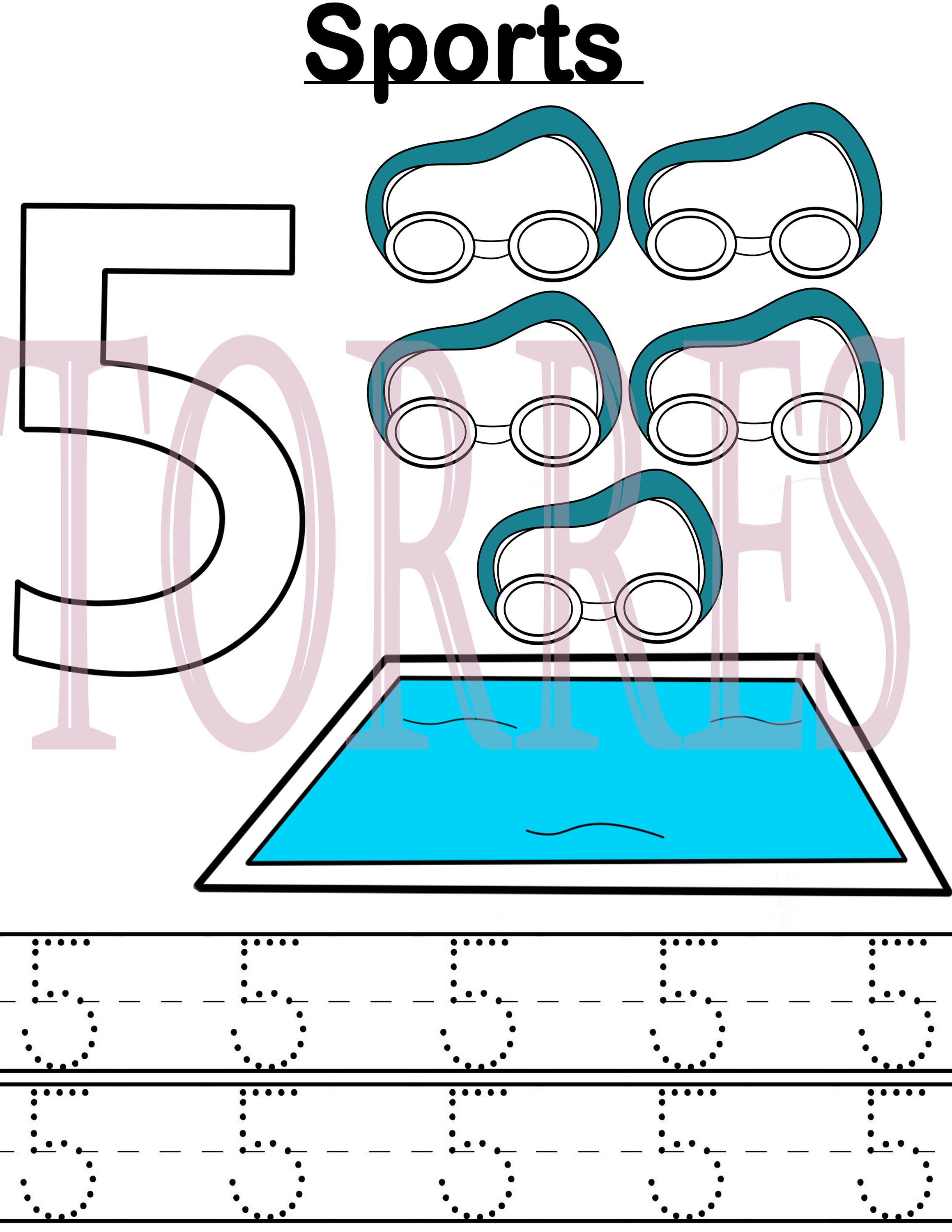 Sports Coloring and Tracing Worksheets for Children's Learning Activity ...