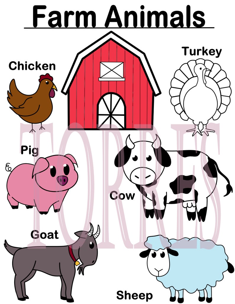 Farm Animals Coloring and Tracing Worksheets for Children's Learning ...