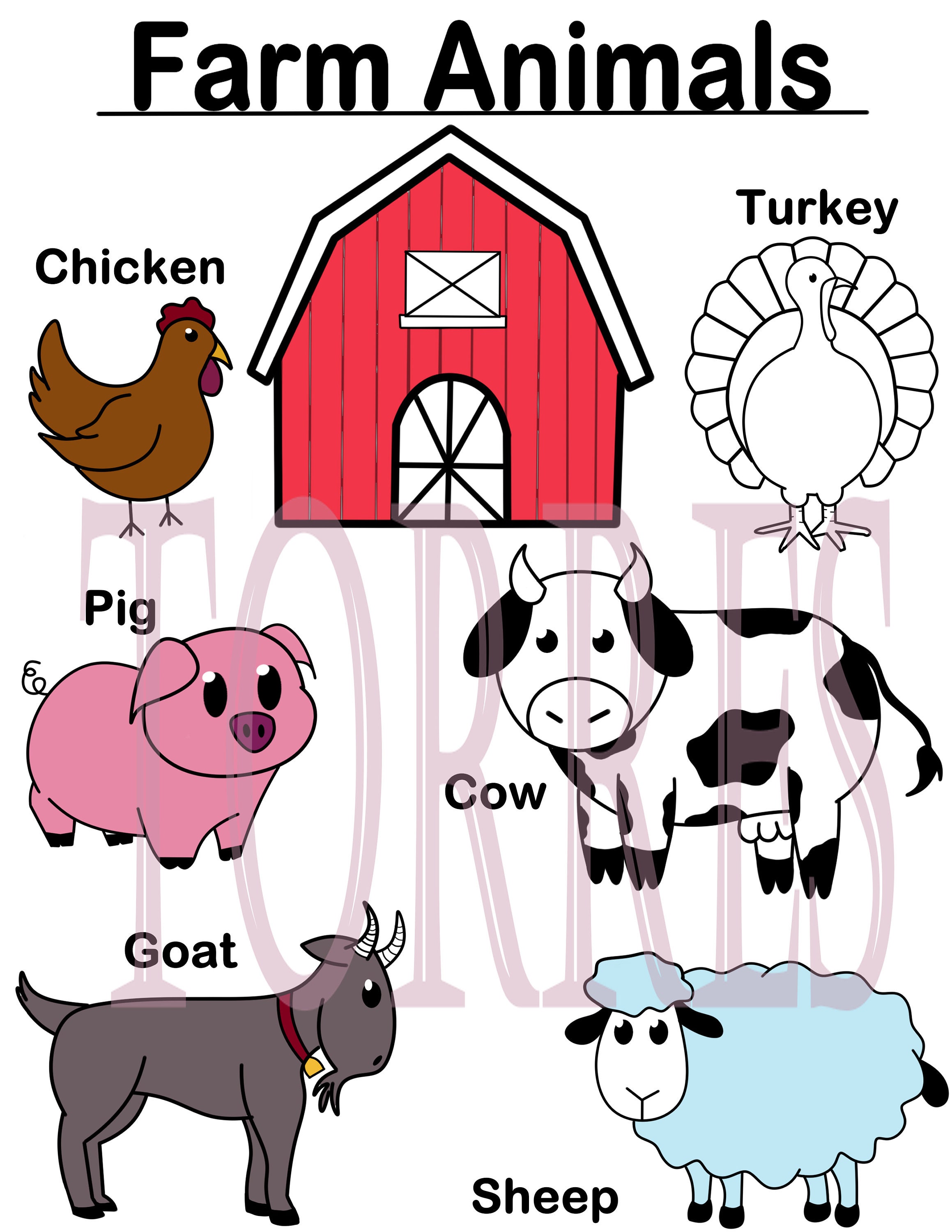 Farm Animals Coloring and Tracing Worksheets for Children's Learning ...