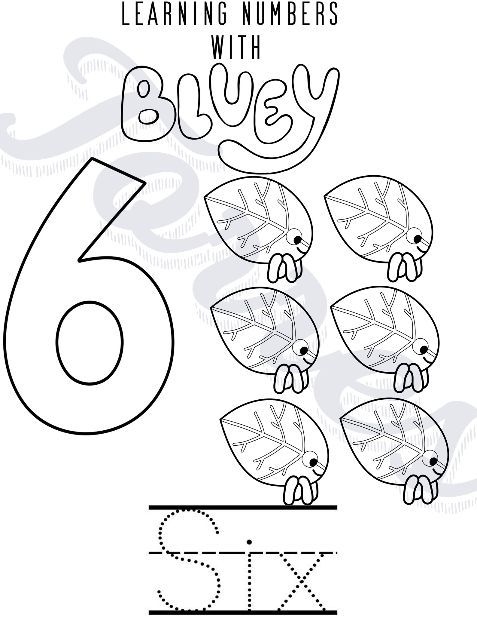 Bluey Children Learning Number & Coloring Worksheets - Etsy