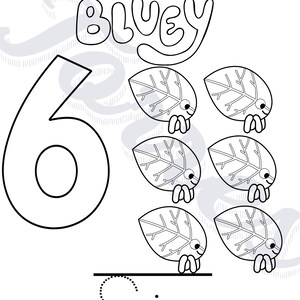 Bluey Children Learning Number & Coloring Worksheets - Etsy Australia