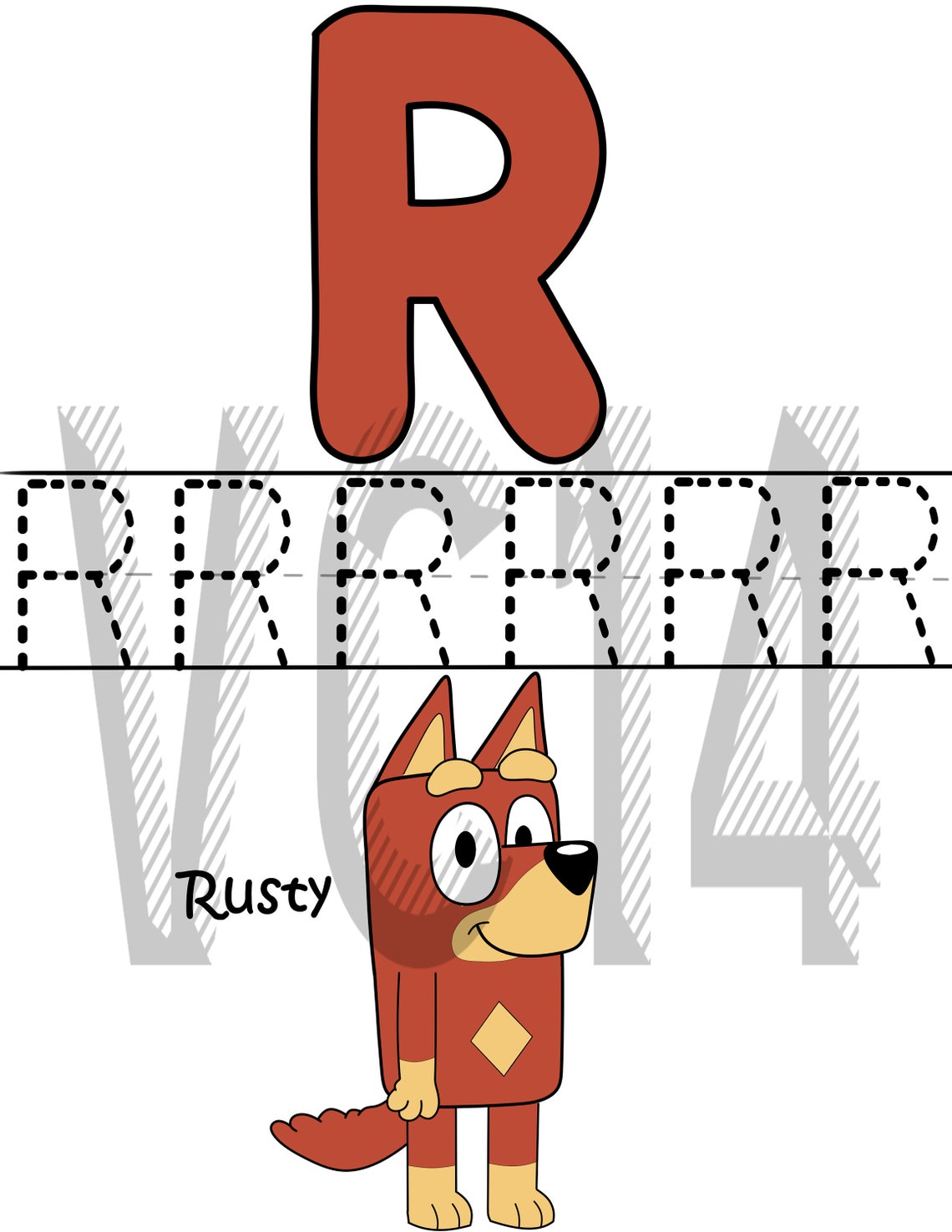 Bluey Children Alphabet Tracing/coloring Worksheet Digital Printing - Etsy