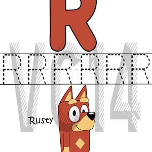 Bluey Children Alphabet Tracing/coloring Worksheet Digital Printing - Etsy