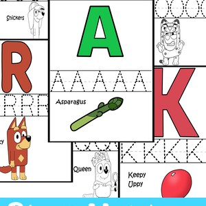 Bluey Children Alphabet Tracing/coloring Worksheet Digital Printing - Etsy