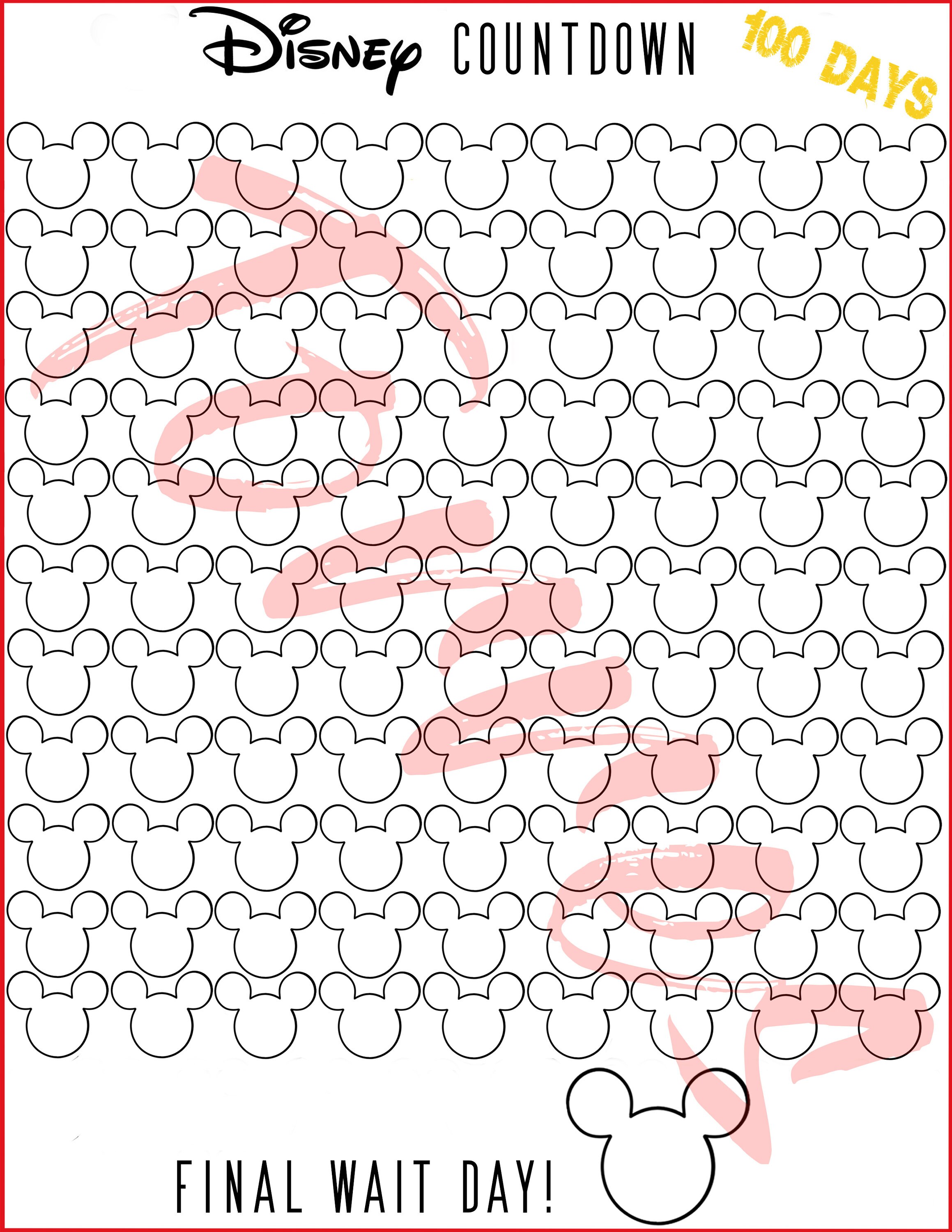 Vacation WDW 100 Days Countdown Digital Print - Etsy