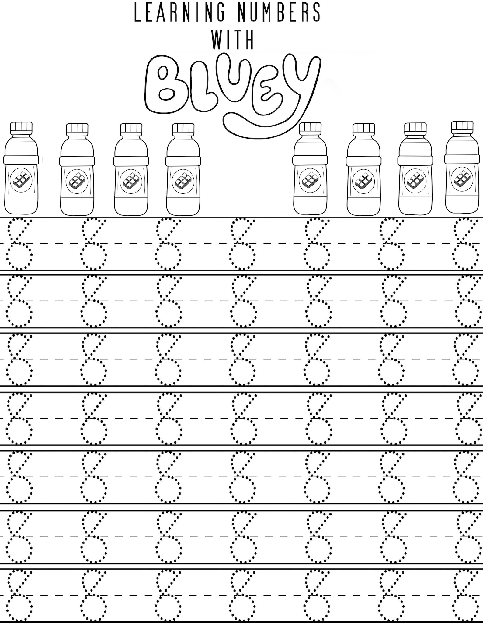 Bluey Children Learning Number & Coloring Worksheets - Etsy Australia