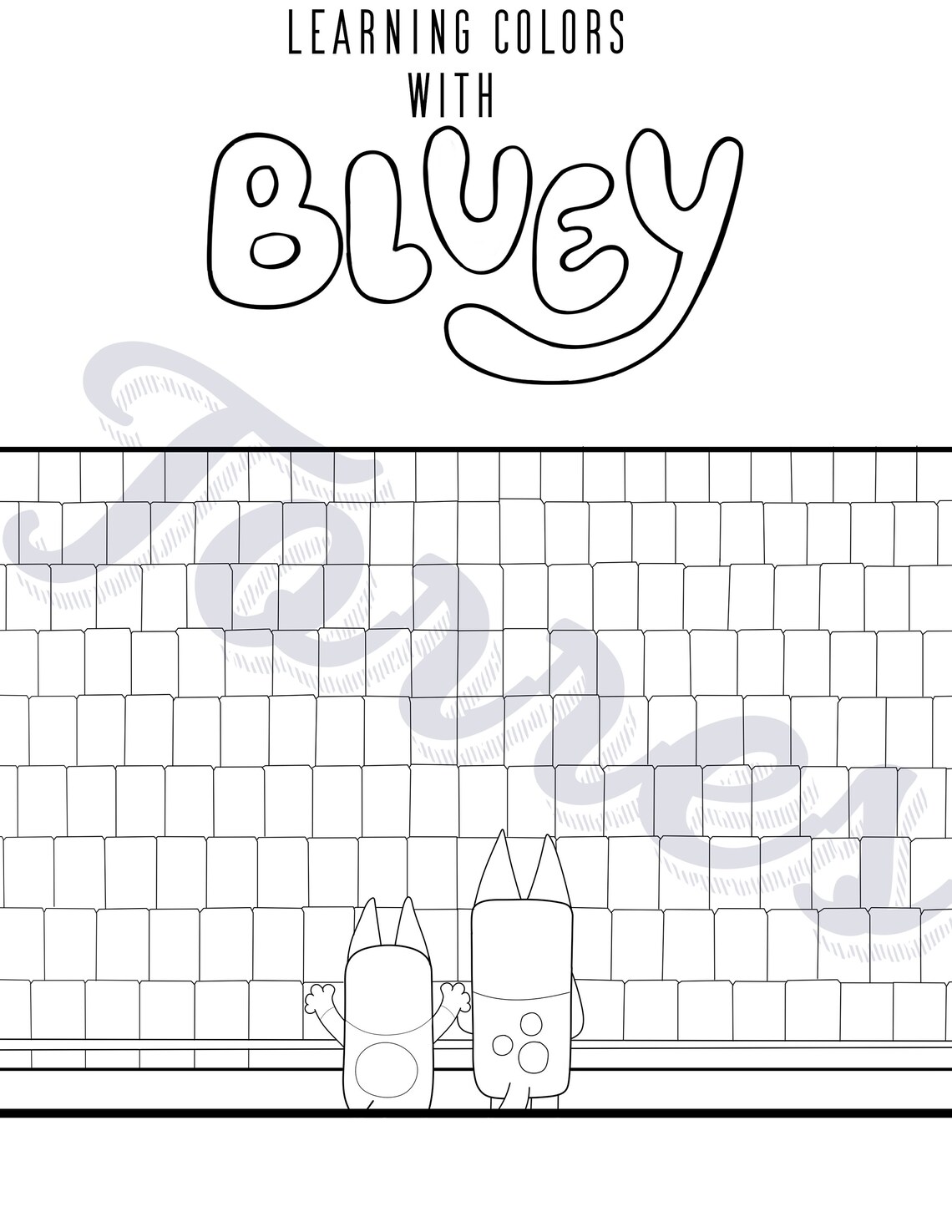 Bluey Children Color & Tracing Learning Worksheets - Etsy