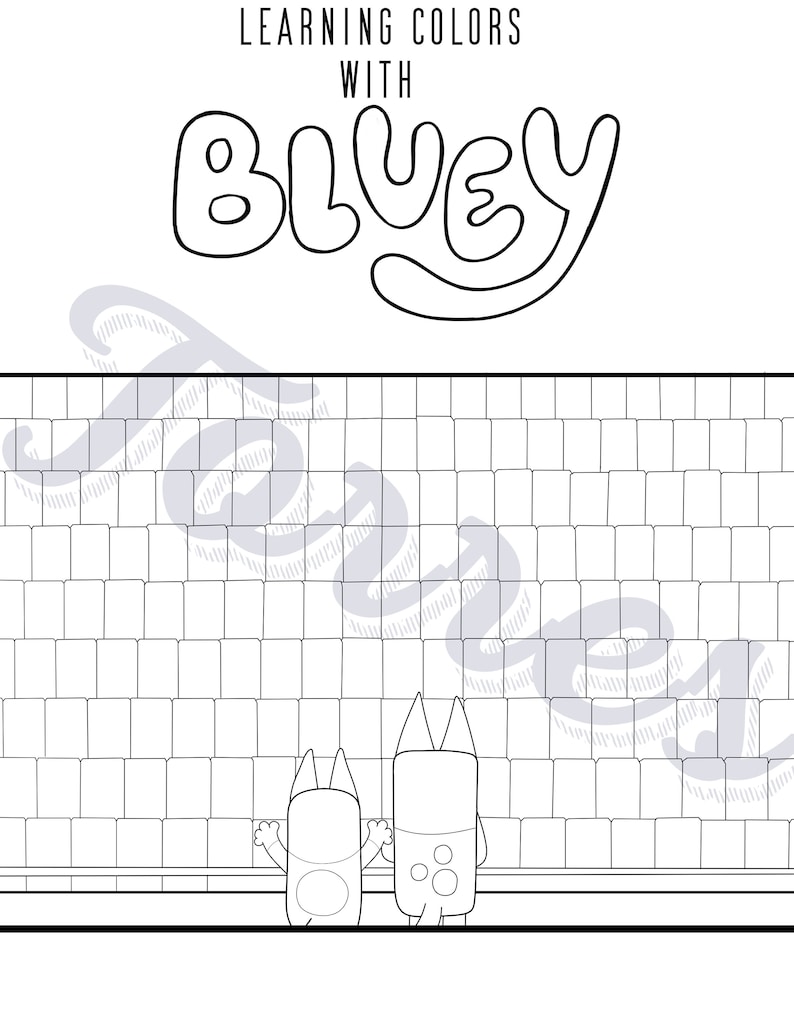 Bluey Children Color & Tracing Learning Worksheets - Etsy