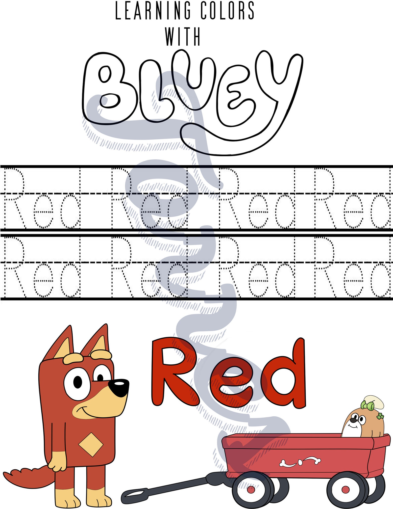 Bluey Children Color & Tracing Learning Worksheets - Etsy