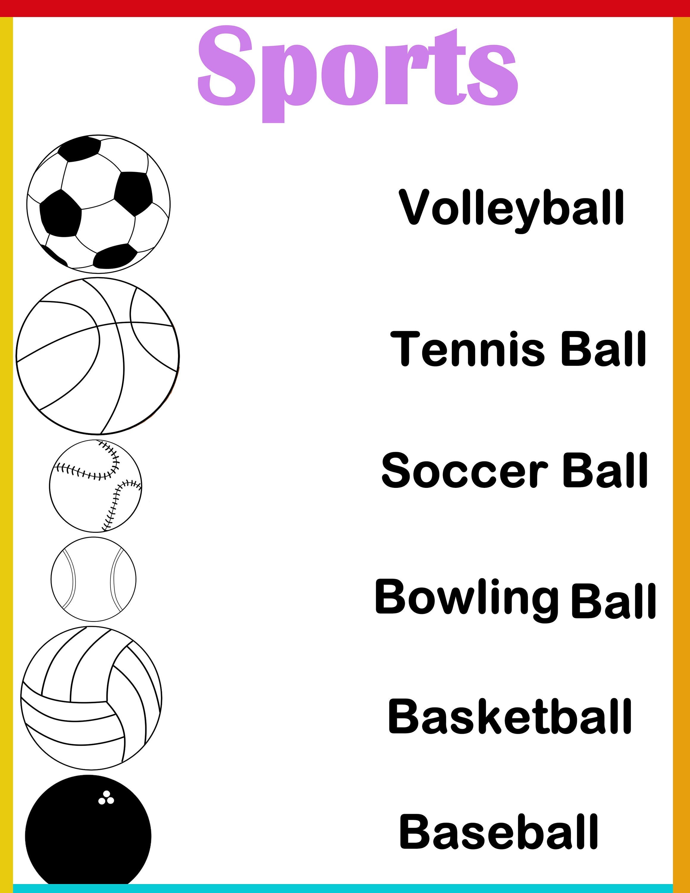 Sports Coloring and Tracing Worksheets for Children's Learning Activity ...