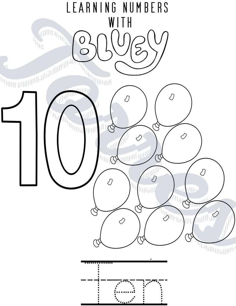 Bluey Children Learning Number & Coloring Worksheets - Etsy