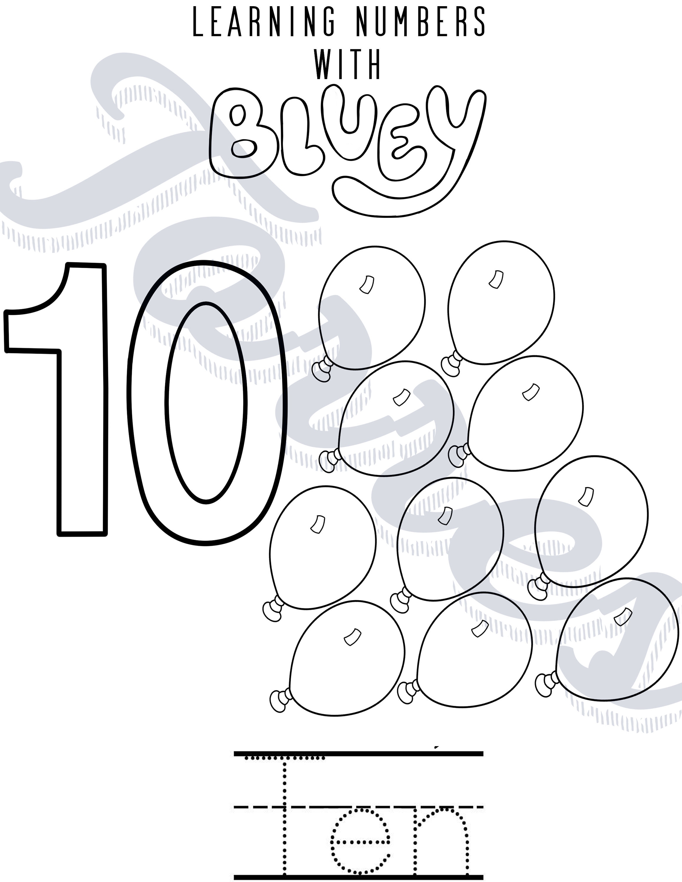 Bluey Children Learning Number & Coloring Worksheets - Etsy