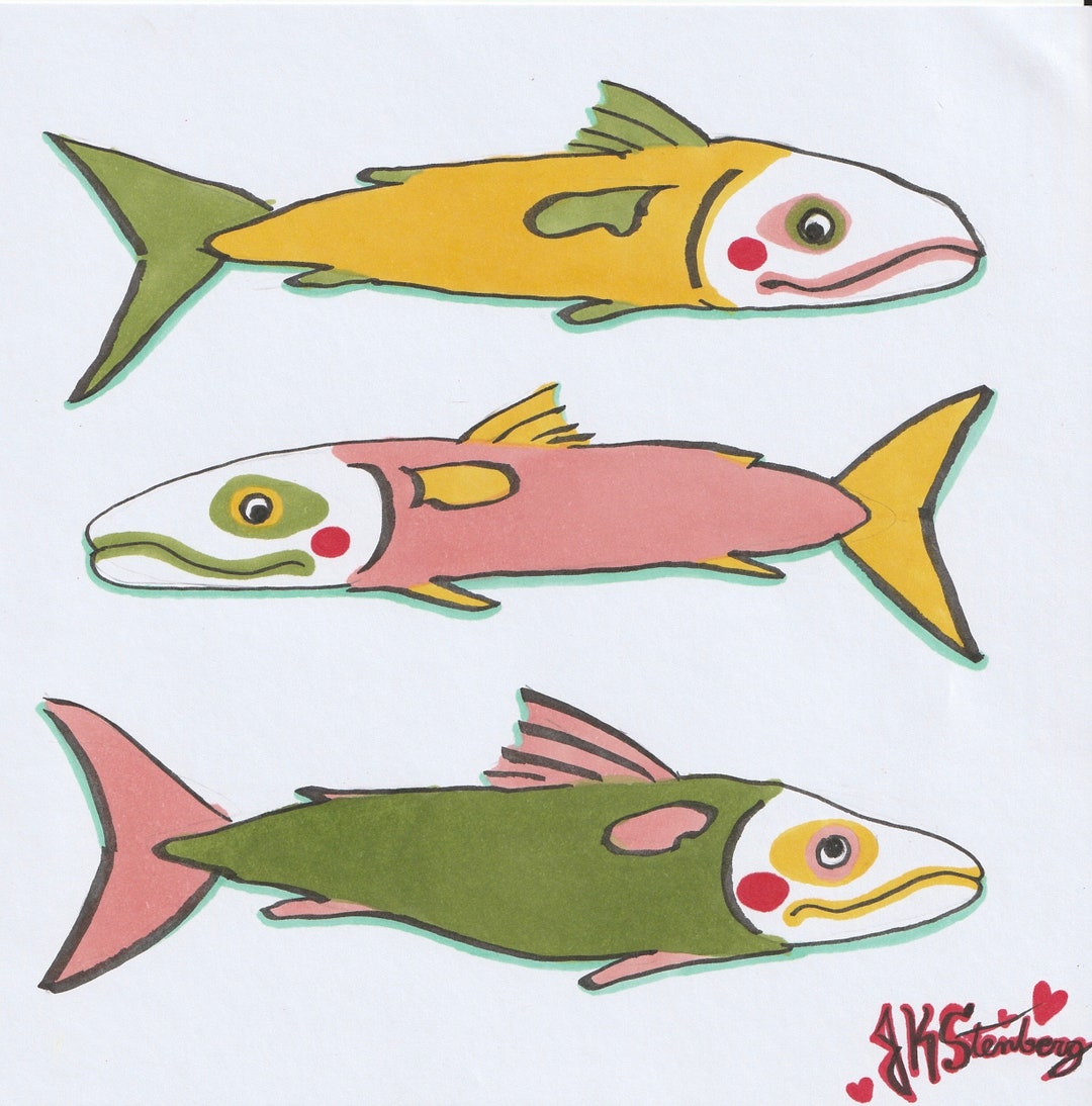 Whimsical “clownish Fish” Marker Art - Etsy