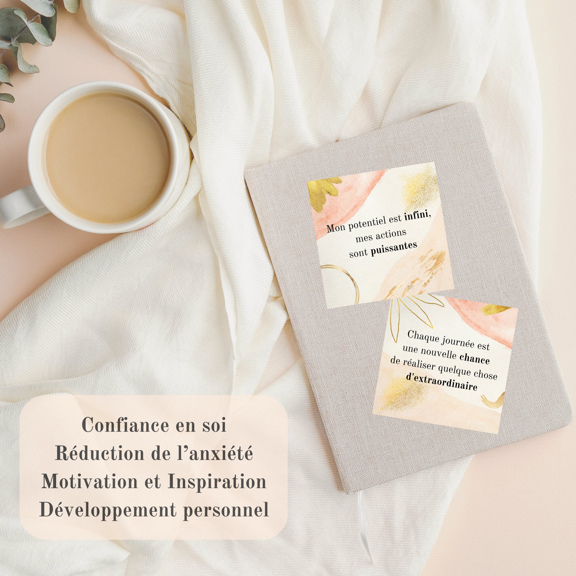 48 Printable Positive Affirmation Cards, in French, Self-confidence ...
