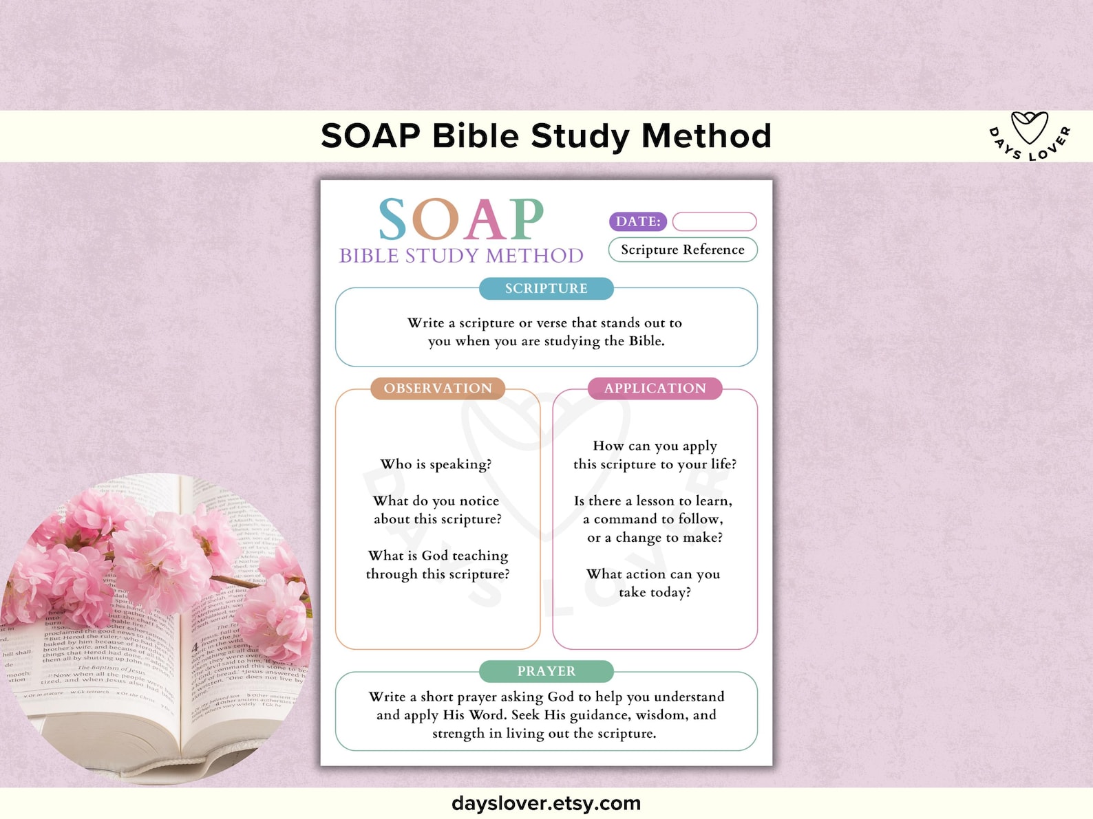 SOAP Bible Study Printable Template for Women Ministry Group Christian ...