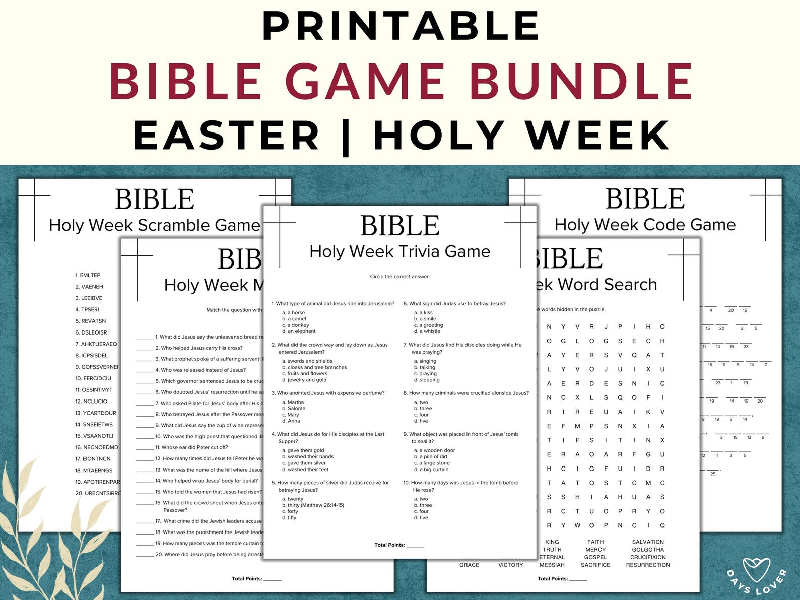 Easter Bible Game Bundle Christian Trivia Sunday School Game Youth ...