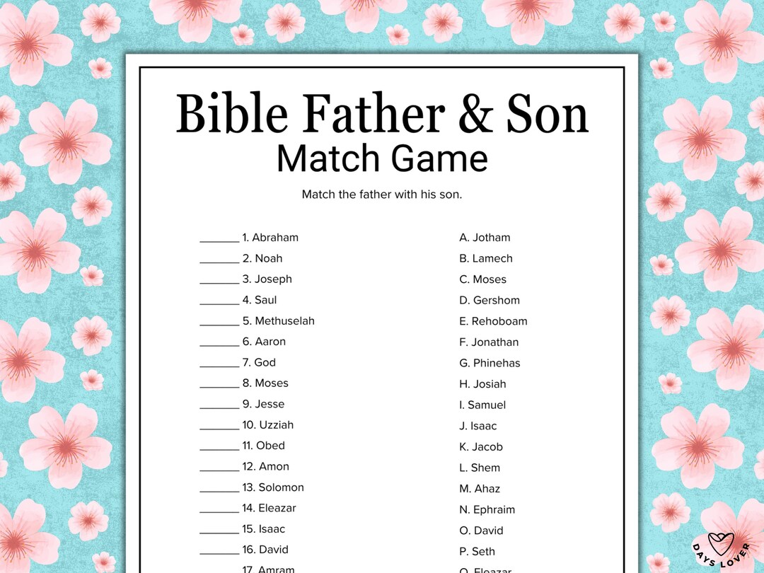 Fathers Day Bible Game Printable Women Ministry Game Mother and Son ...
