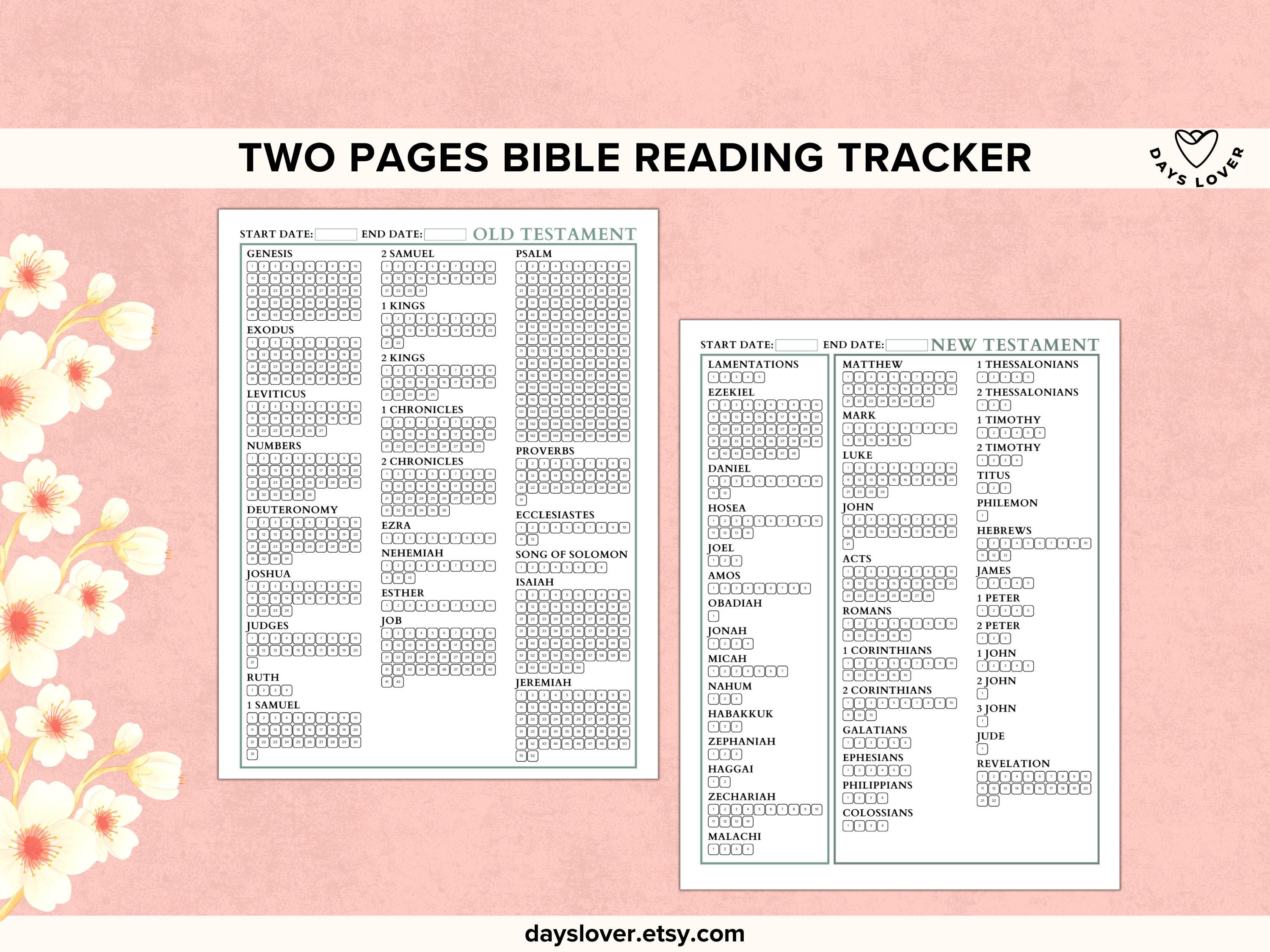 Bible Reading Tracker Planner Printable Download Digital Christian ...