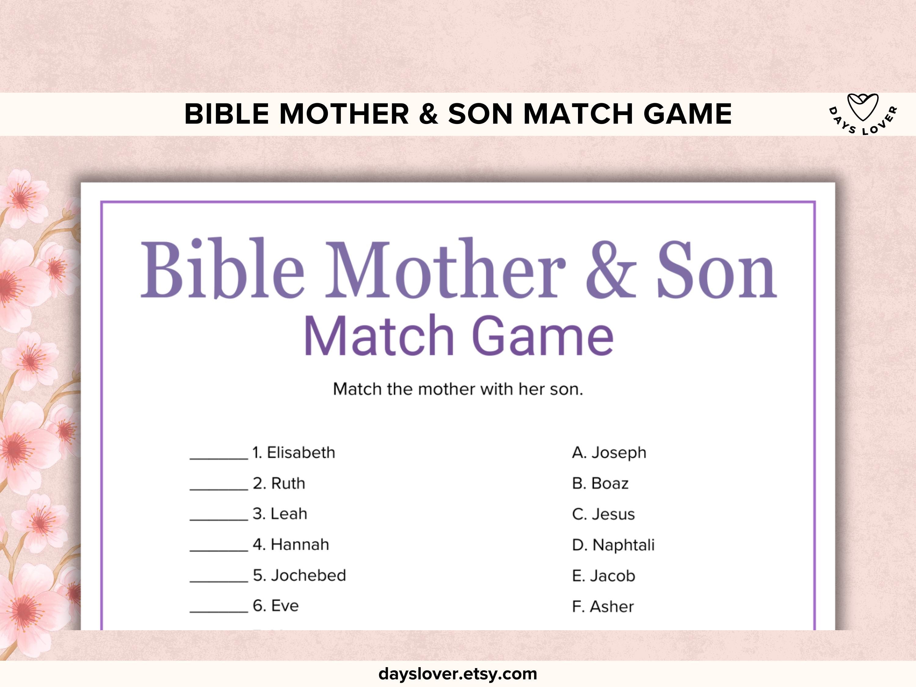 Bible Mothers Day Game Printable Women Ministry Game Mother and Son ...