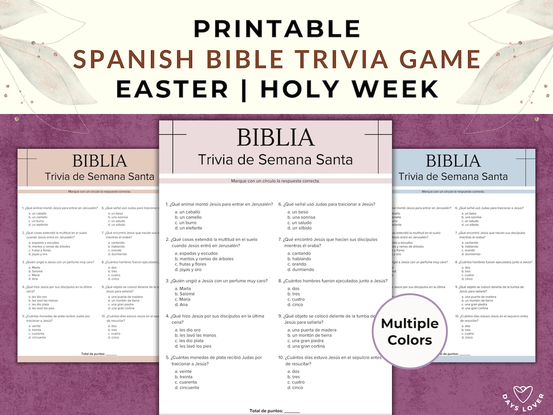Spanish Easter Bible Trivia Game Christian Sunday School Youth Group ...