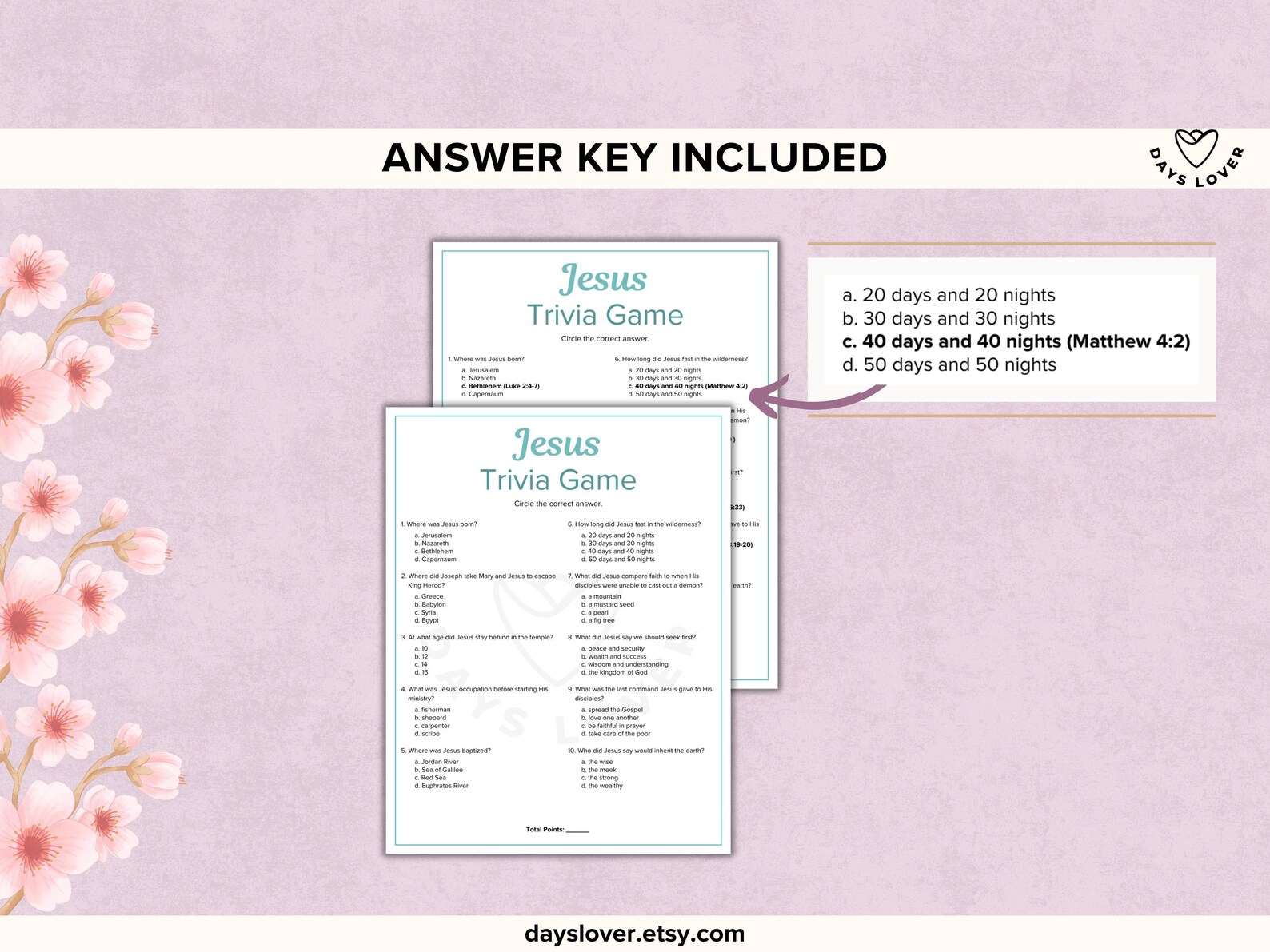 Jesus Trivia Game Kids Activity Sunday School Printable Bible Study ...
