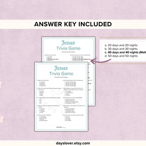 Jesus Trivia Game Kids Activity Sunday School Printable Bible Study ...