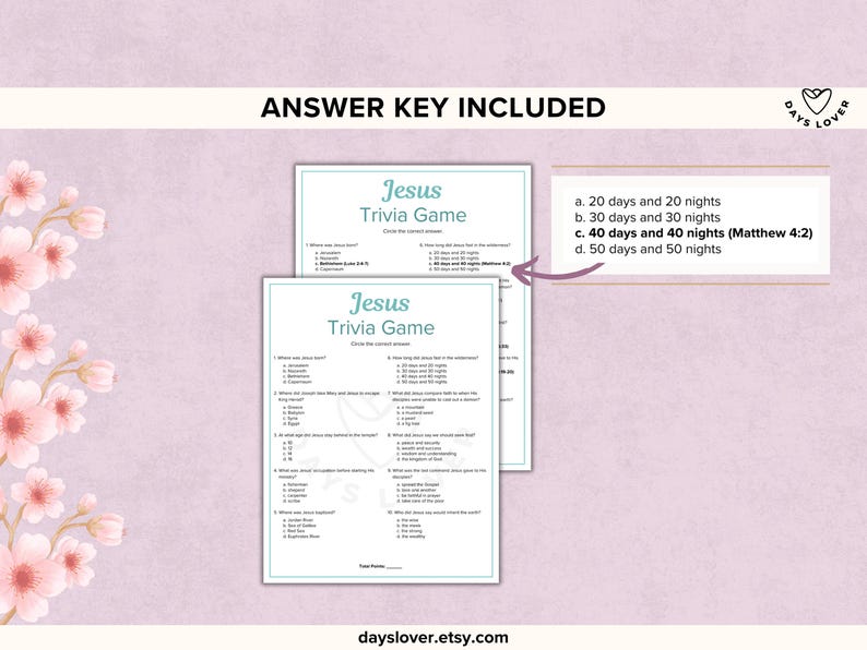 Jesus Trivia Game Kids Activity Sunday School Printable Bible Study ...